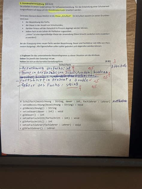 Java Konstruktor Klassenarbeit Programmiersprache