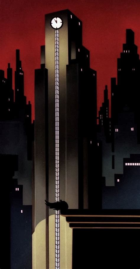 Gothic Clock Tower In The City At Night Gotham City Cartoon