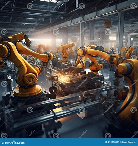 factory worker robot ai generative stock illustration illustration