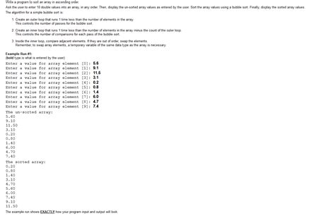 Solved Write A Program To Sort An Array In Ascending Order