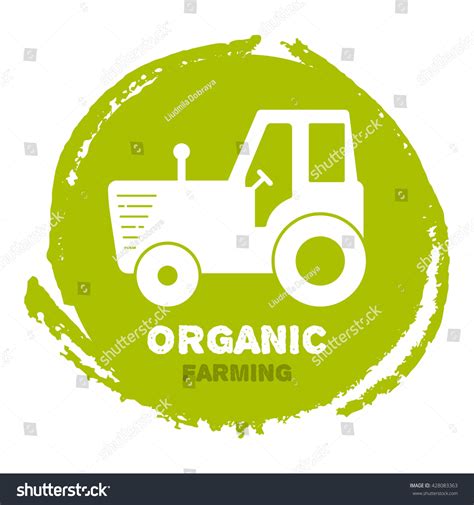 Organic Farming Eco Tractor Icon Farm Stock Vector Royalty Free