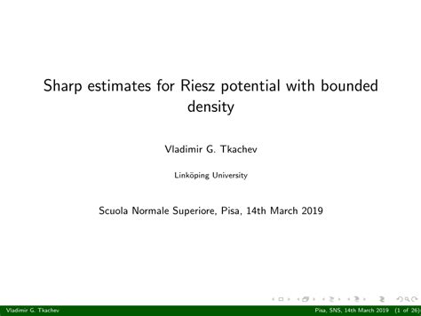 Pdf Sharp Estimates For Riesz Potential With Bounded Density