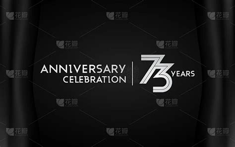 73周年庆典标志印刷与多线性字体孤立在黑色背景素材 花瓣网