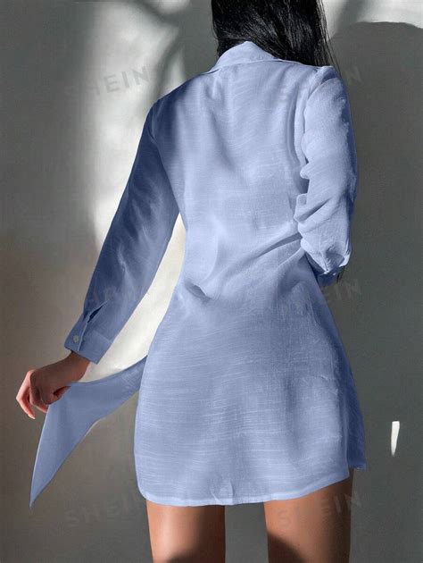 Solid Knot Side Wrap Kimono Shein Uk