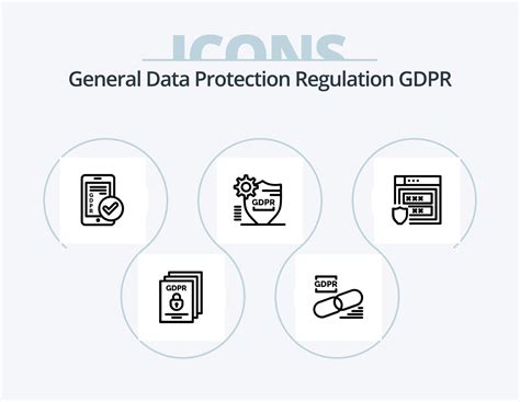 Gdpr Line Icon Pack 5 Icon Design Protection Gdpr Processor Network Global 16243813 Vector