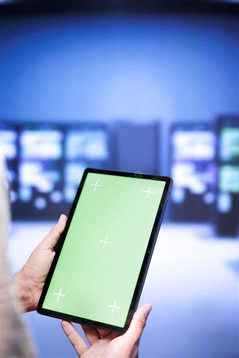 Chroma Key Tablet Scan In Server Room Stock Image Image Of Computer