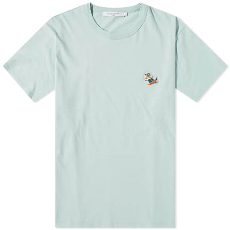 Maison Kitsuné Mens Dressed Fox Patch Classic T Shirt In Blue Haze