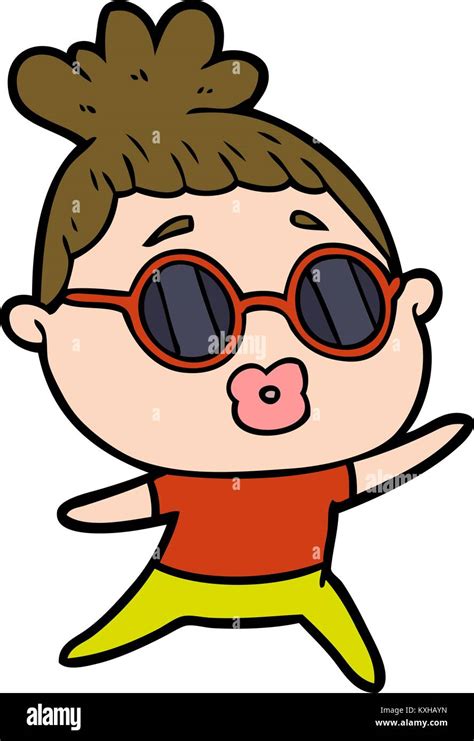 Cartoon Dancing Woman Wearing Sunglasses Stock Vector Image And Art Alamy