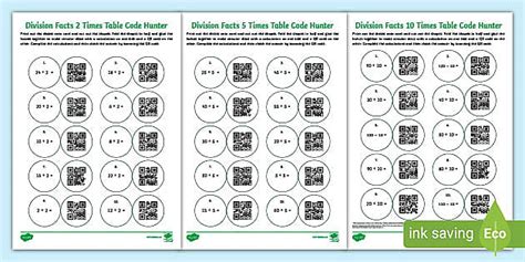 Division Facts 2 5 And 10 Times Table Code Hunter