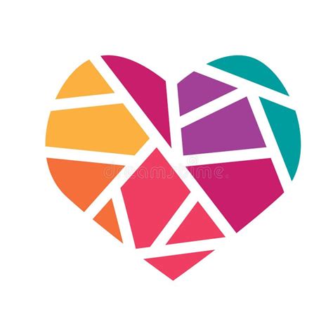 Colorful Geometric Heart Icon Stock Vector Illustration Of Sign