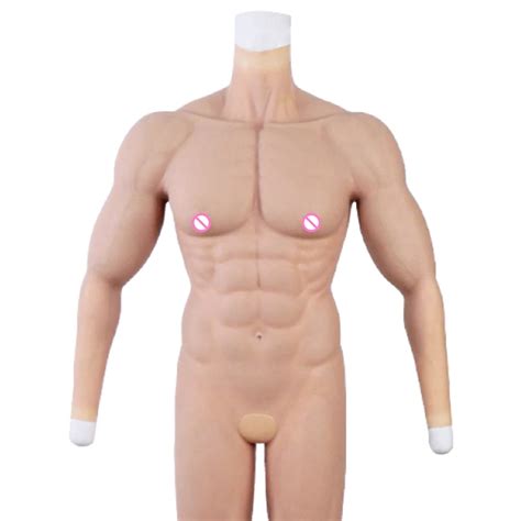 Realistic Silicone Fake Chest Muscle Body Suit With Arm Artificial
