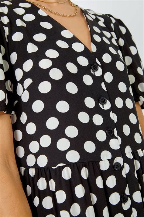 Black Polka Dot Print Culotte Jumpsuit Roman Uk