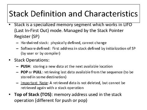 Stack And Stack Pointer Stack Definition And Characteristics