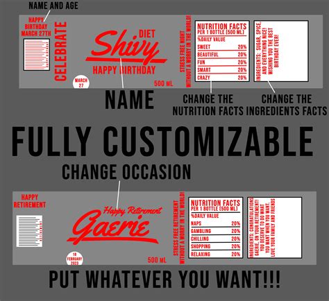 Sticker Label Personalized Diet Coke Label Diet Coke Bottle Diet Coke