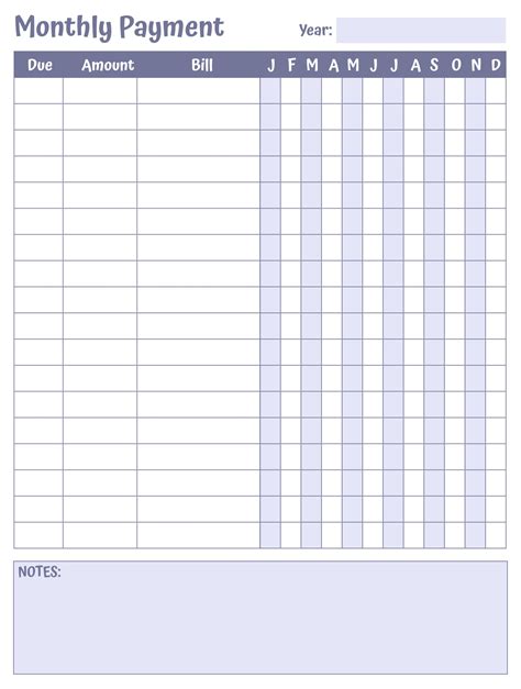 Payment Chart Template