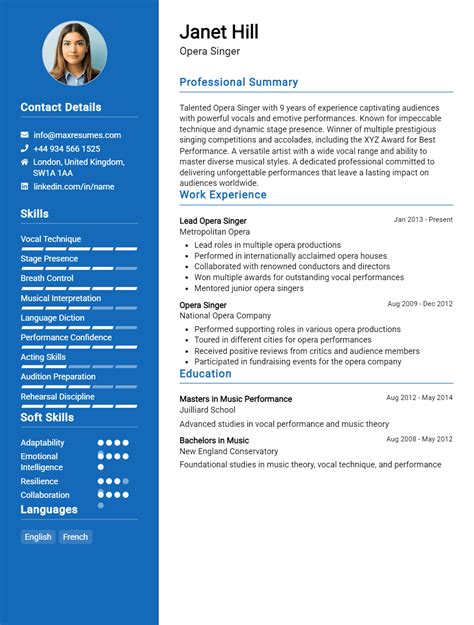 7 Best Opera Singer Resume Examples For 2025