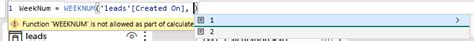 Issue Weeknum Parameter Incorrect For Power Bi W Microsoft