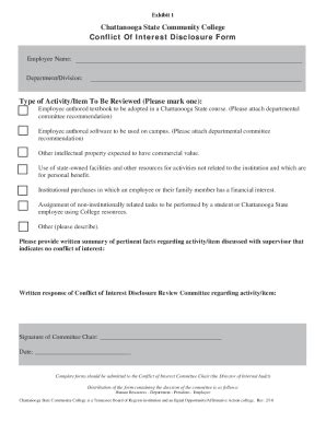 Fillable Online Catalog Chattanoogastate Employee Conflict Of Interest
