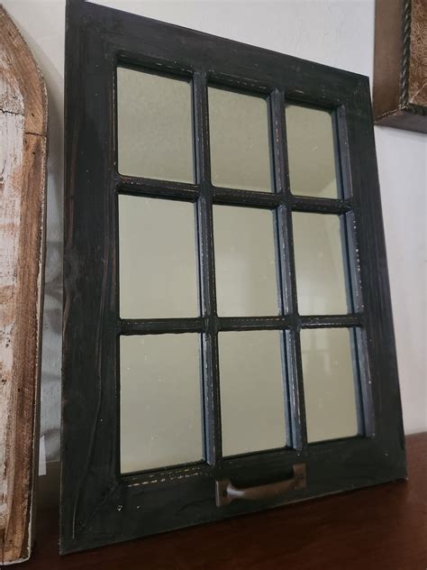 Farmhouse Distressed Black Mirror Pane Window Etsy