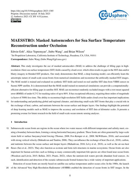 Pdf Maesstro Masked Autoencoders For Sea Surface Temperature