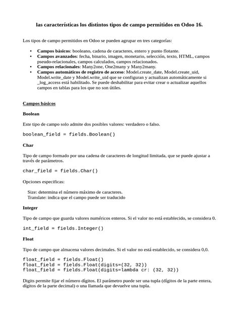 Tipos Odoo Pdf Bases De Datos Programación De Computadoras