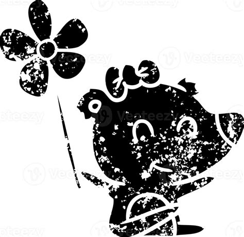 Hembra Polar Oso Dibujos Animados Con Flor Afligido Icono 45337649 Png