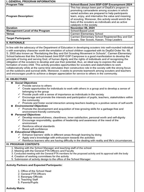 Activity Design School Based Joint Bsp Gsp Encampment 2024 Pdf