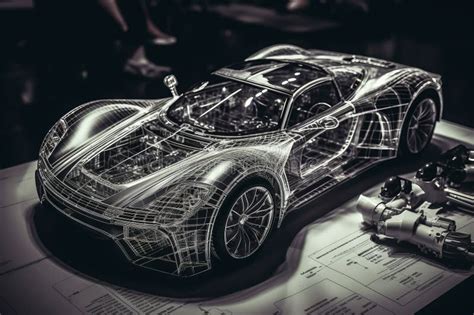 Detailed Design Sketch Of A Cutting Edge Concept Car Model With