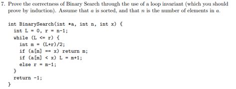 7 Prove The Correctness Of Binary Search Through The