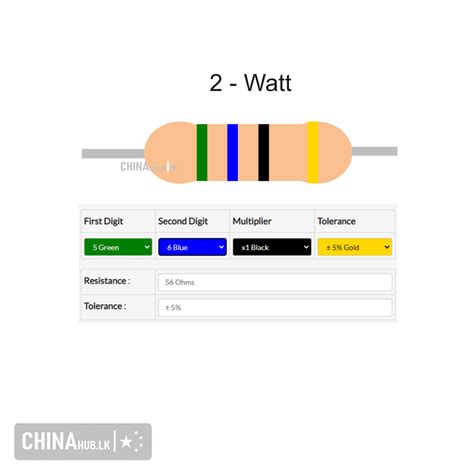 56 Ohm Resistor 2 Watt 5 Pcs Pack Chinahub Lk