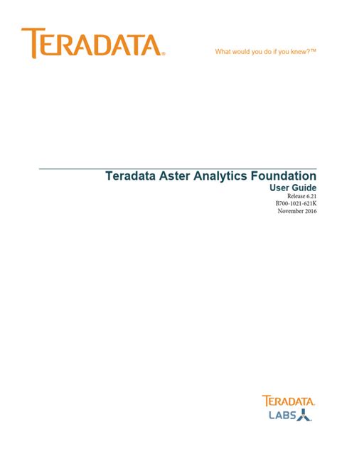Aster Analytics Foundation User Guide 0621 Update 1 Pdf Databases
