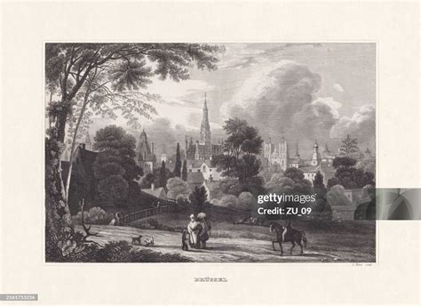 Historical View Of Brussels Belgium Steel Engraving Published In 1836 High Res Vector Graphic