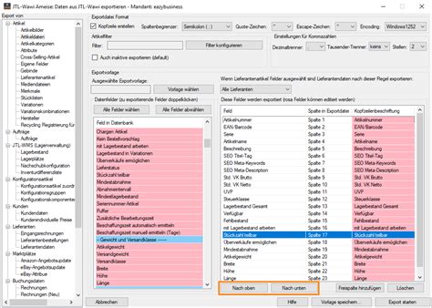 Artikeldaten Exportieren JTL Guide
