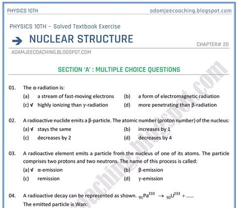 Adamjee Coaching Nuclear Structure Solved Textbook Exercise