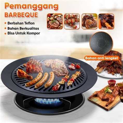 Round Grill 32cm Bbq Ultra Grill Pan Plate Smokeless Portableround