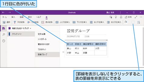 Onenote内の表のレイアウトと色を編集する できるネット Onenote内の表のレイアウトと色を編集する できるネット