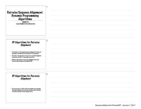 [ppt] Pairwise Sequence Alignment Dynamic Programming Algorithms
