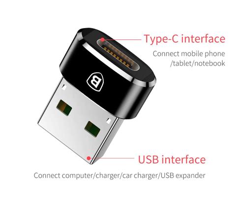 Baseus Type-C female to USB Male Converter Black – TechPanda