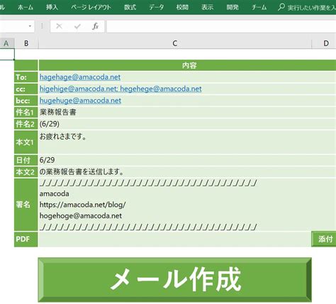 Excel Vbaでメールを送信するマクロ