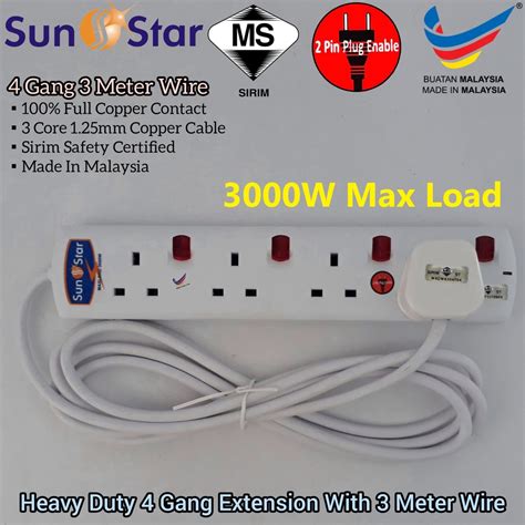Sunstar Heavy Duty 4 Gang Extension With 3 Meter Wire Trailing Socket For Home Electrical