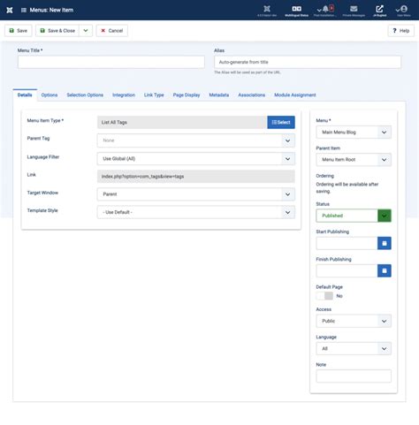 Help4 X Menu Item List All Tags Joomla Documentation