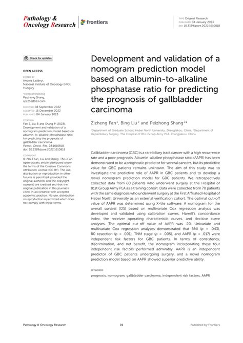 pdf development and validation of a nomogram prediction model based