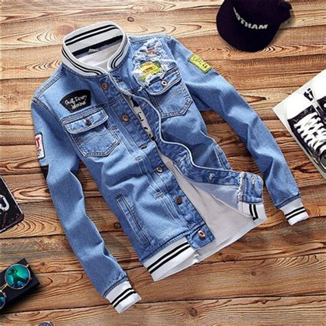 Lente Herfst Piloot Jas Denim Heren Casual Mode Ma Grandado