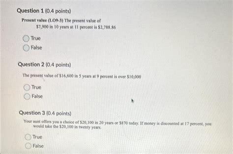 Solved Present Value Lo9 3 The Present Value Of 7900 In