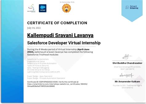 sravani lavanya on linkedin salesforcedeveloper smartinternz