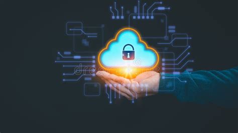 Person Holding A Glowing Cloud Icon With A Security Lock Surrounded By Digital Circuit Lines