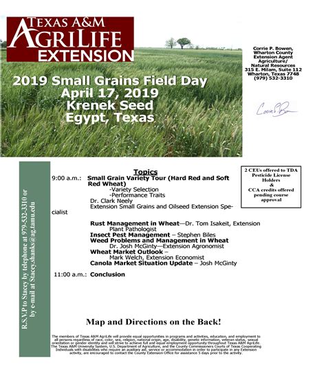 Small Grains Field Day Apr 17 Wharton