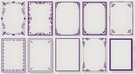 Vintage Frame Design Collection Of Violet Color Beautifuland Elegant
