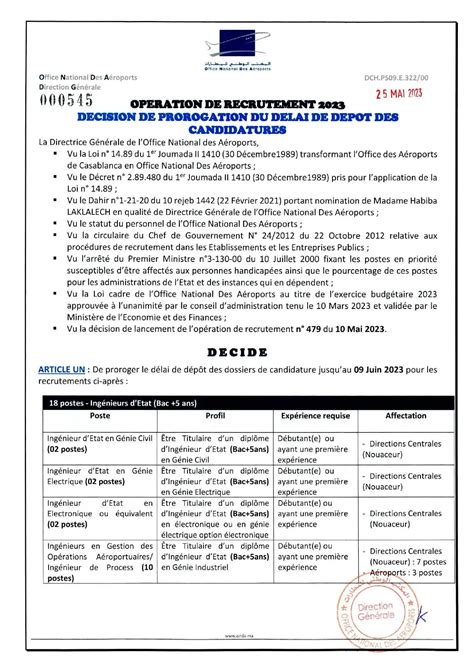 Concours ONDA Office National des Aéroports postes