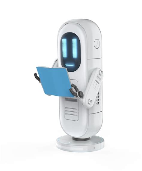 Premium Photo Machine Learning Concept With Friendly Robot Reading A Book